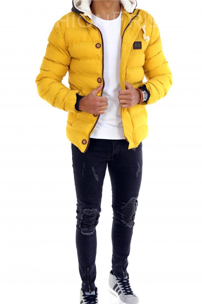 Geaca tip ZARA de IARNA galbena - Geaca barbati - COLECTIE NOUA 7290 ...